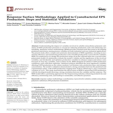 Response Surface Methodology Applied to Cyanobacterial EPS.pdf | Agriculture | Industries