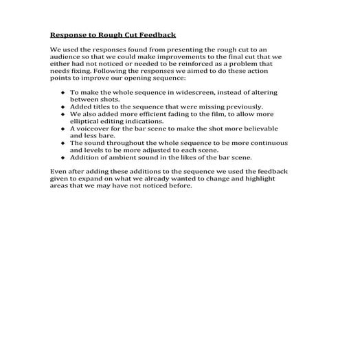 Response to rough cut feedback | PDF