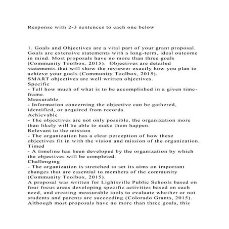 Response with 2-3 sentences to each one below 1. Goals and O.docx