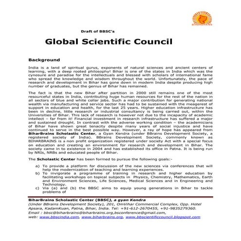 Global Scientific council Draft | PDF