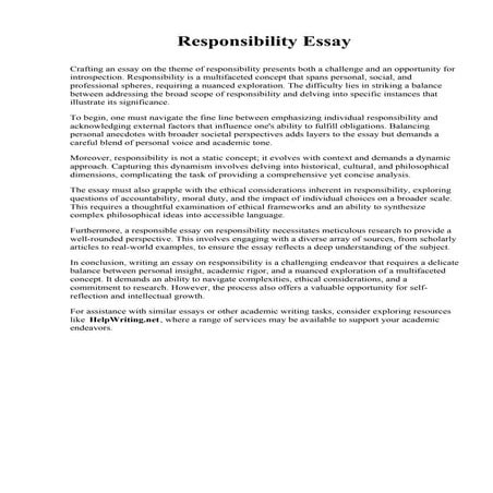 Responsibility Essay | PDF