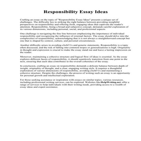Responsibility Essay Ideas. Carleton College | PDF | Homework and Study ...