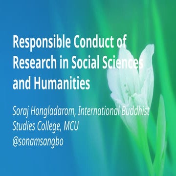 Responsible Conduct of Research in Social Science and Humanities | PPTX