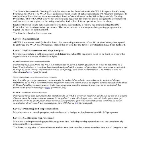 Responsible gaming framework | PDF