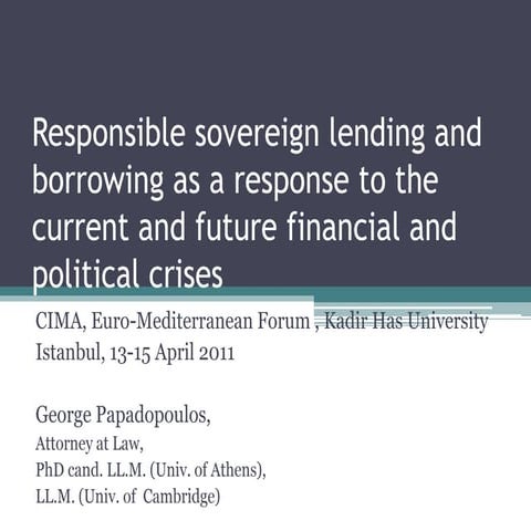 Responsible sovereign lending and borrowing as a response to the ...