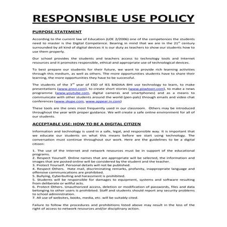 Responsible use policy | PDF