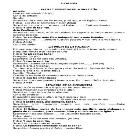 Partes de la misa catolica (especificadas cada una) | PDF