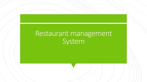 System requirement system for restaurant management system. | PDF