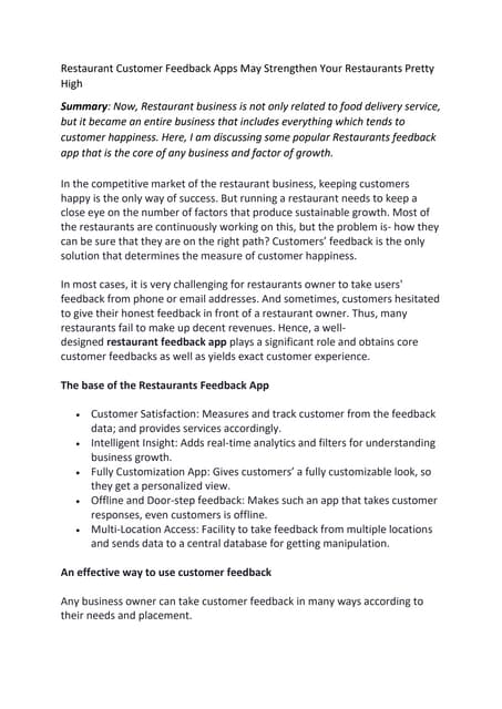 Sentiment analysis of Restaurant reviews ppt | PPT