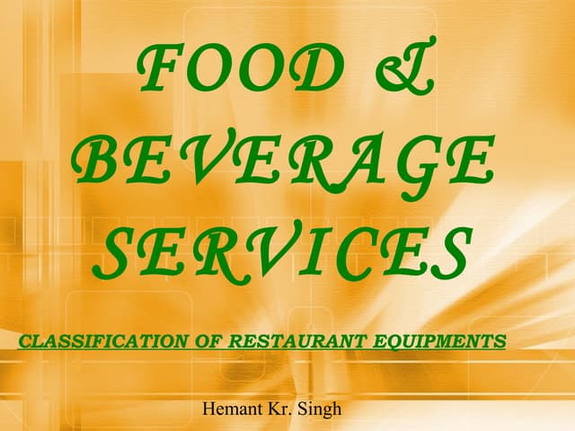 Sequence Of Service- Restaurants | PPT