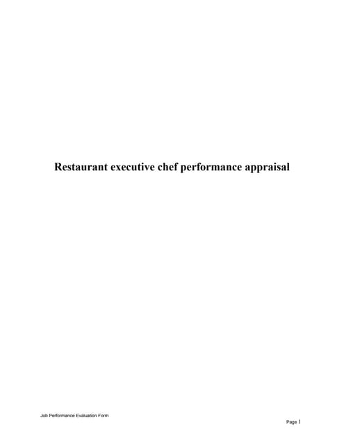 Kitchen chef performance appraisal | DOC | Resume Writing and Advice ...