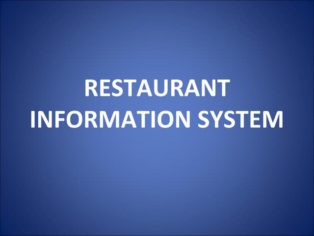 Information system used in mcdonalds | PDF