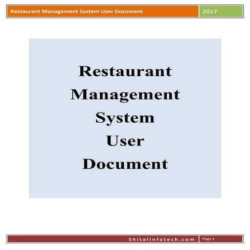 Restaurant management software user manual by shital infotech | PDF