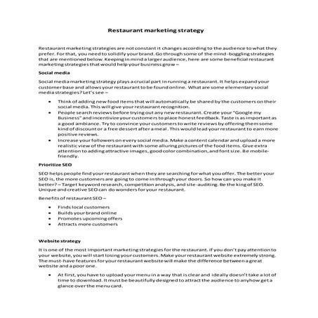Restaurant marketing ideas and strategies | PDF
