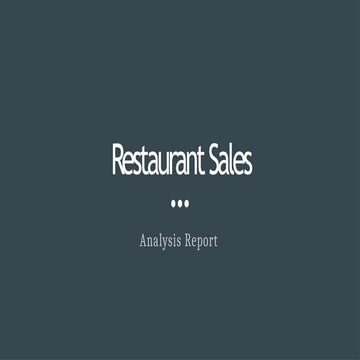 Restaurant Sales Data Analysis Project using python and excel | PPTX