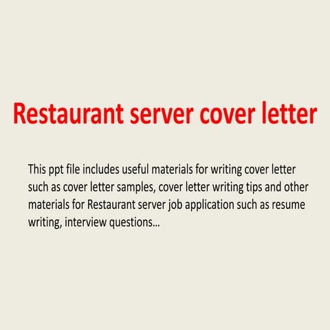 Waitress Cover Letter Sample Waitress Cover Letter Examples, Samples