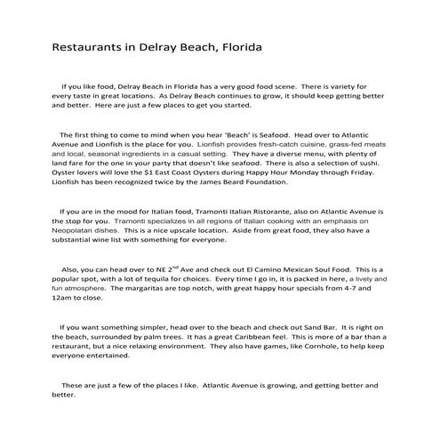 Restaurants in Delray Beach Florida!!!!!! | PDF