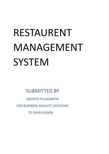 Restaurant Management system Project | PPTX