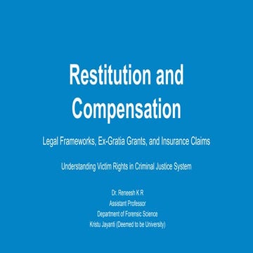 Restitution and Compensation: Legal Frameworks and Victim Rights in ...