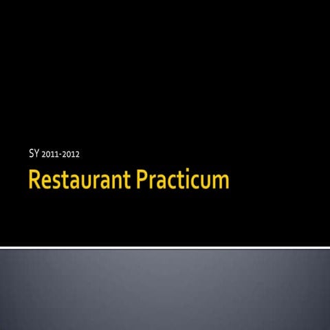 Restaurant Practicum Summary | PPTX