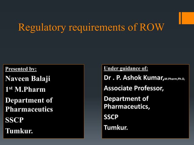 Regulatory requirements of row countries | PPTX