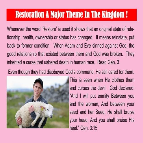 Restoration a major theme in the kingdom ! | PPT