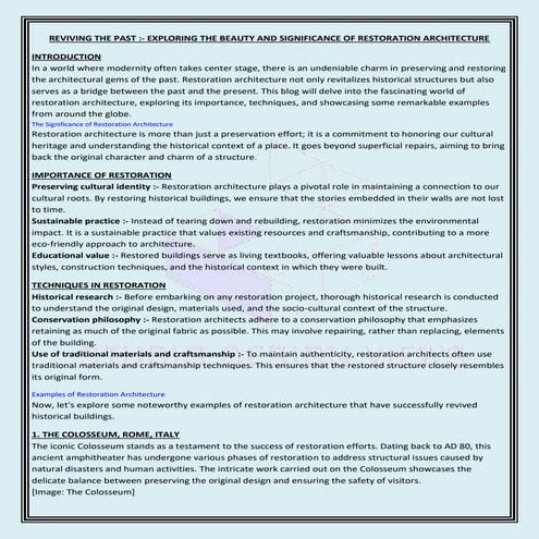 REVIVING THE PAST :- EXPLORING THE BEAUTY AND SIGNIFICANCE OF ...