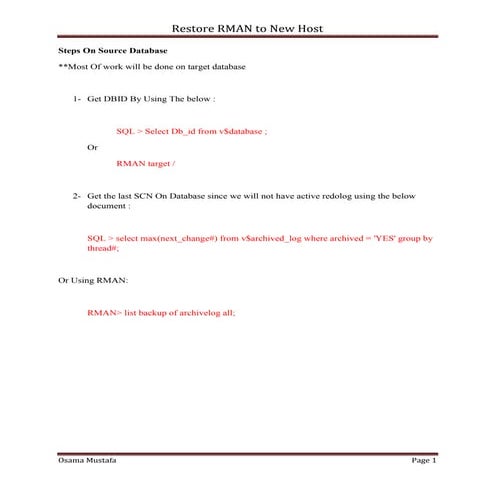 Step By Step Restore Rman To Different Host Pdf Databases