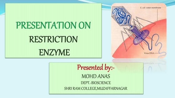 Restriction enzymes by devendra kumar | PPTX | Chemistry | Science