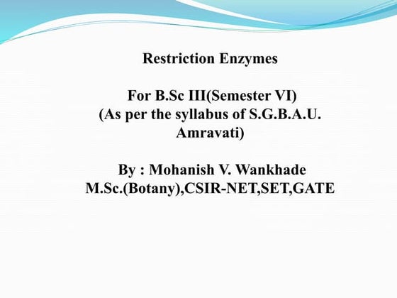 Types of Restriction Endonuclease enzymes | PPTX | Chemistry | Science