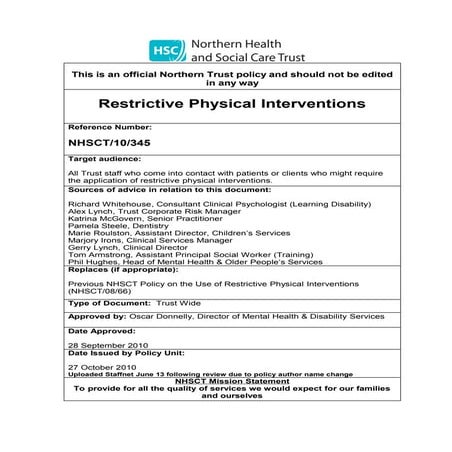Restrictive physical interventions (1) | PDF