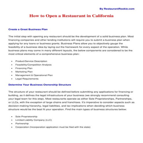 How To Open A Restaurant In New York | PDF