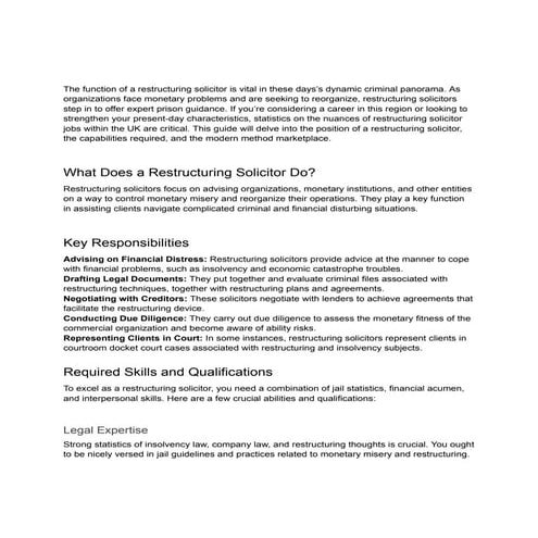 Exploring Restructuring Solicitor Jobs inside the UK: Opportunity | PDF