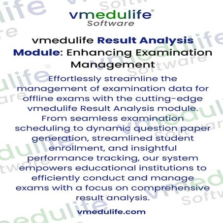 Examination Result Analysis made easy with vmedulife | PDF