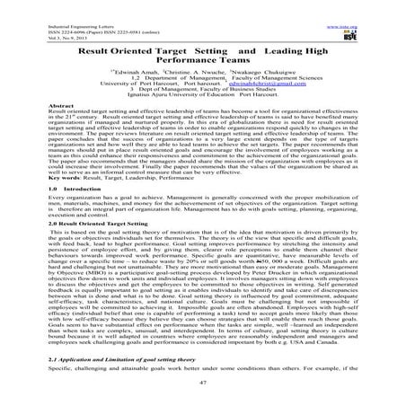Result oriented target setting and leading high performance teams | PDF ...
