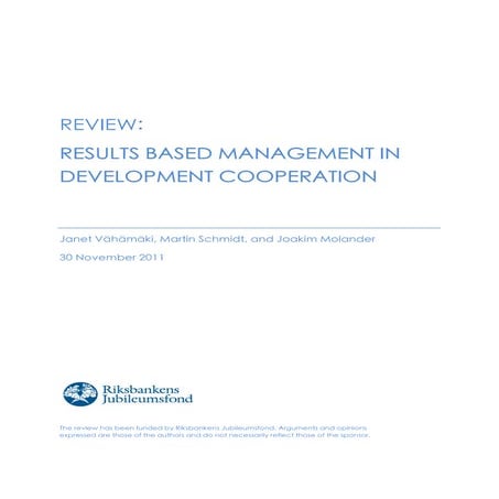 Results based management in development cooperation | PDF