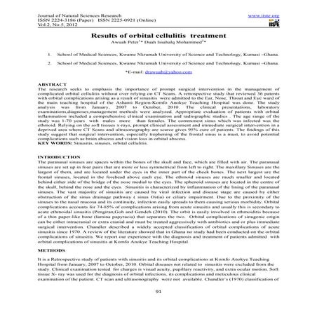 Results of orbital cellulitis treatment | PDF | Ear, Nose and Throat ...