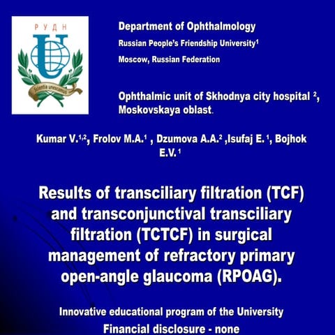 Results of tcf and tctcf in surgical management of rpoag 1 | PPT