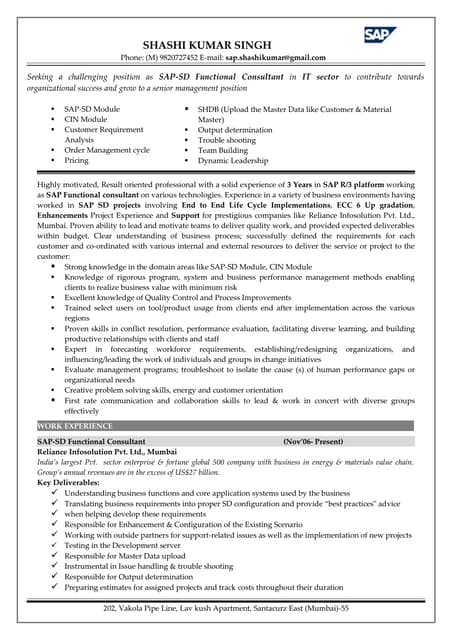 Chandan Jadhav(SAP SD 2 years of experience) | DOCX