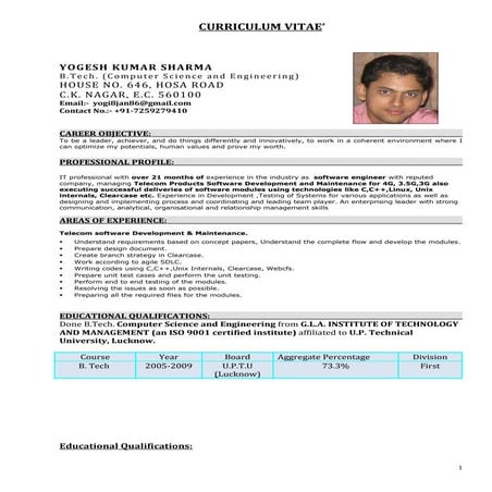 Yogesh Sharma Resume- 21 months experience C/ C++, Linux developer | DOC