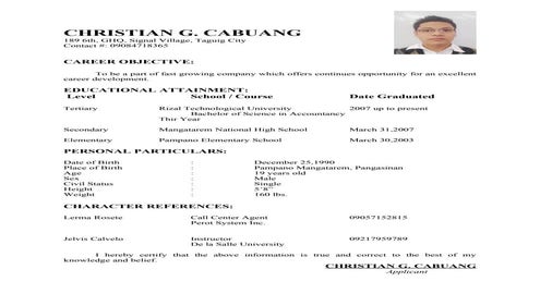 Biodata Form Philippines