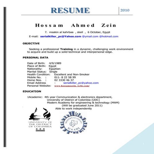 Resume | DOC | Technology & Computing