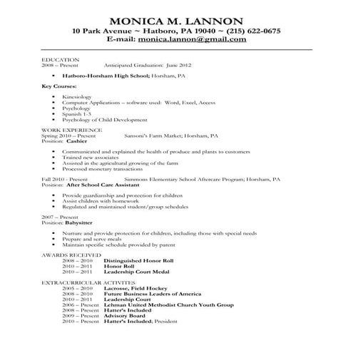 Resume sample emily wernndocx | DOCX