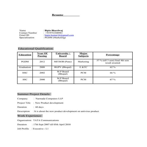 Resume_Bipin Bhardwaj | DOC