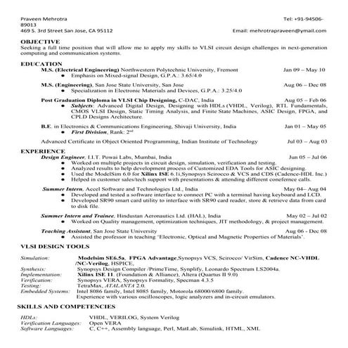 Resume | DOC | Programming Languages | Computing