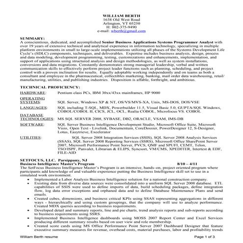 Resume | DOC | Databases | Computer Software and Applications