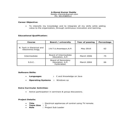 Resume dimple | DOC