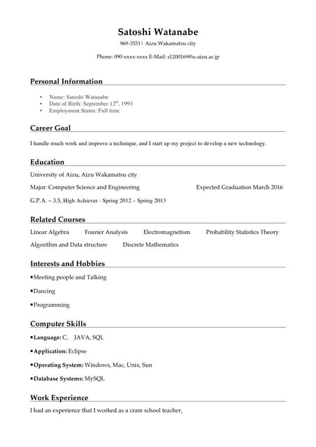Resume Graded Assignment | PDF