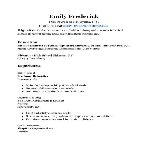 graphic resume Emily Kenney | PDF