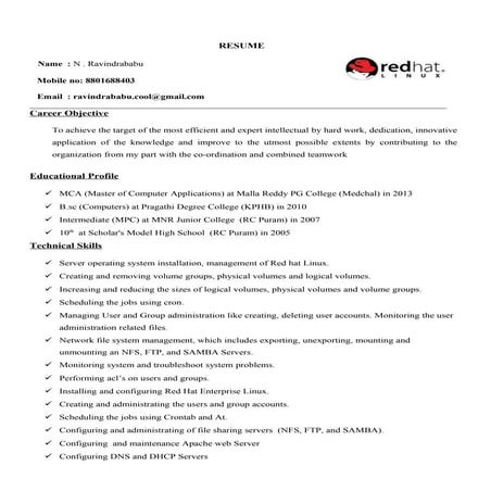 vishnu rhcsa resume | DOC